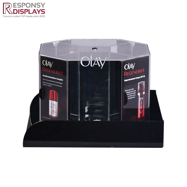 Rotating Countertop Acrylic Olay Skincare Products Display Stand For ...